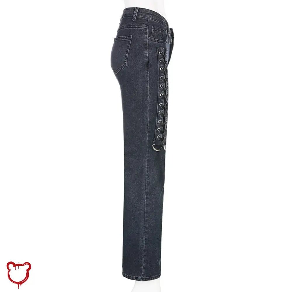 Blue lace-up denim alternative jeans – The Cursed Closet